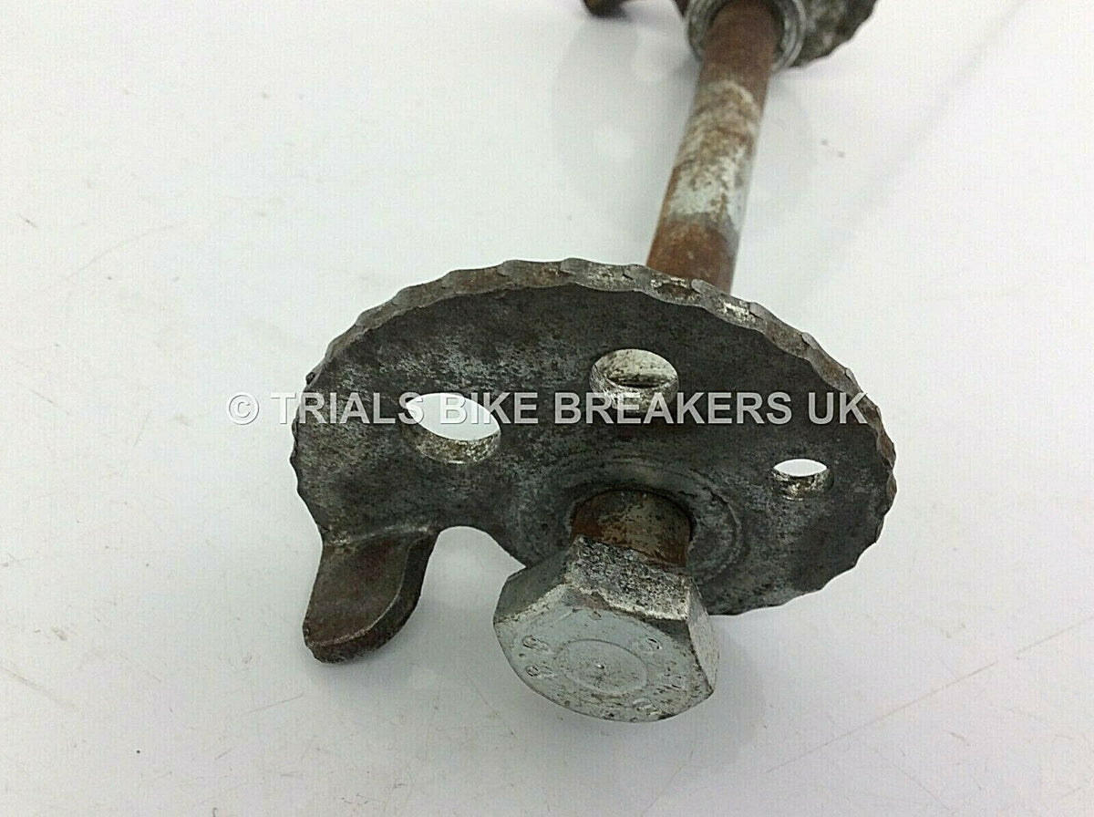 BETA MINI TRIAL REAR AXLE SPINDLE WITH SNAIL CAMS , NUT & SPACERS ...